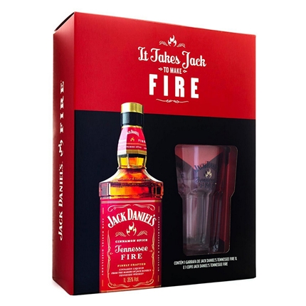 KIT WHISKY JACK DANIELS FIRE 1000 ML COM COPO - KIT WHISKY JACK DANIELS ...