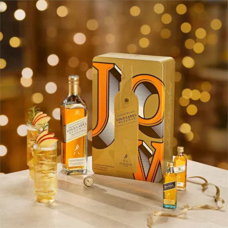 WHISKY GOLD LABEL 750 ML COM 1 MINIATURA BLUE LABEL E UMA MINIATURA 18 ...